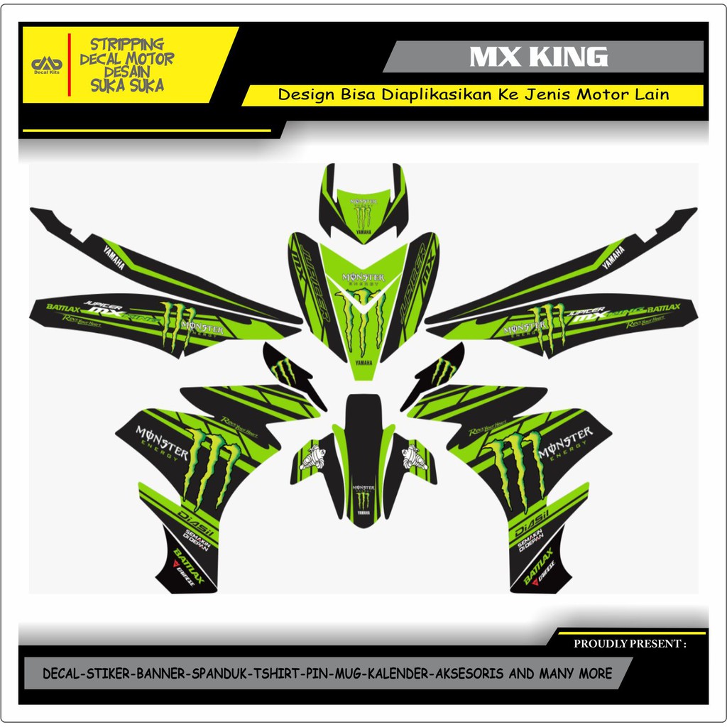 Jual Sticker Striping Mx King Decal Stiker Mx king Full Body BLACK ...