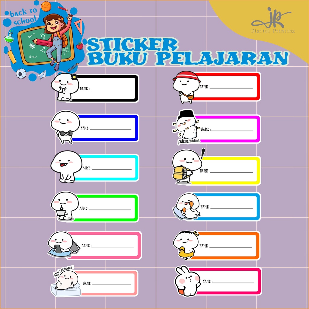 Jual JP Store Stiker Mapel - Label Buku Pelajaran Sekolah - Sticker ...