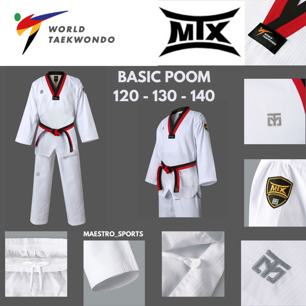 Jual MTX Basic POOM TKD Uniform (Baju Taekwondo) - Size 120-140 | Shopee Indonesia