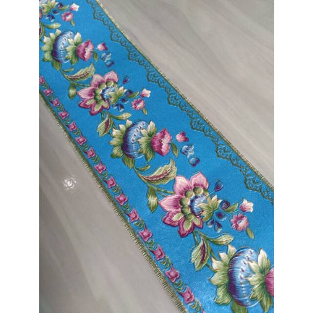 Jual Wallpaper list Border premium UK 10 cm x 5 meter motif bunga biru ...