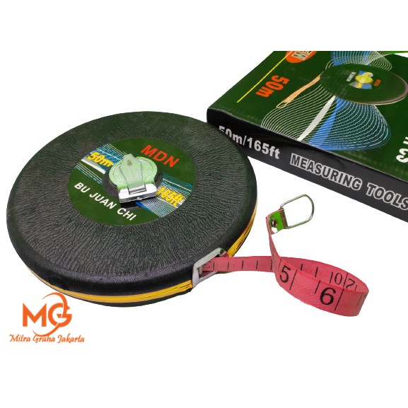 Jual Meteran Rol Bulat Kulit Kain 50 Meter Measuring Tape Roll Tanah ...