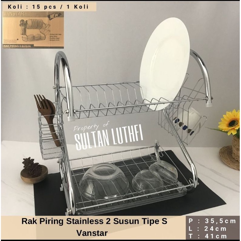 Jual RAK PIRING Stainless Minimalis 2 Susun Tingkat Peralatan Dapur ...