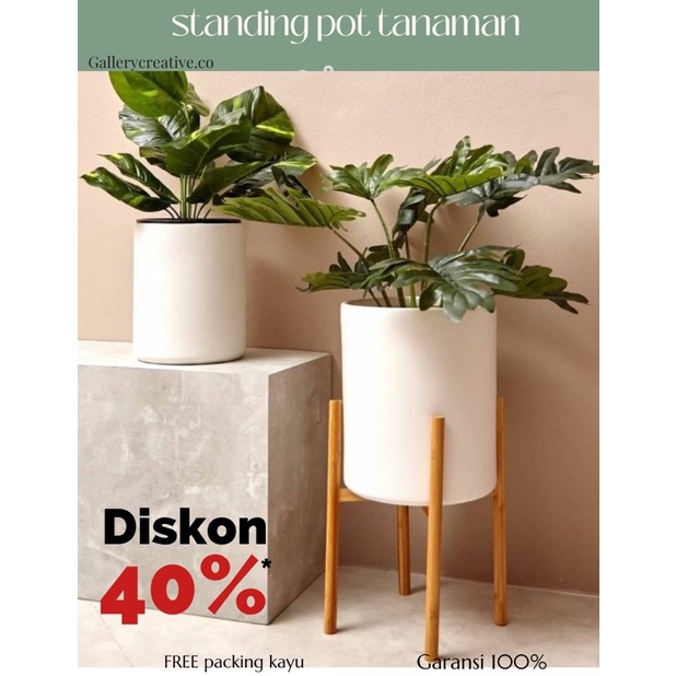 Jual Standing pot / tatakan pot bulat /standing pot kayu | Shopee Indonesia