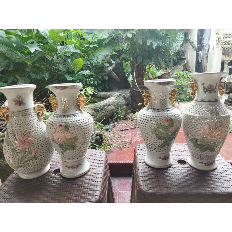 Jual VAS BUNGA ANTIK KERAMIK 1 SET | Shopee Indonesia
