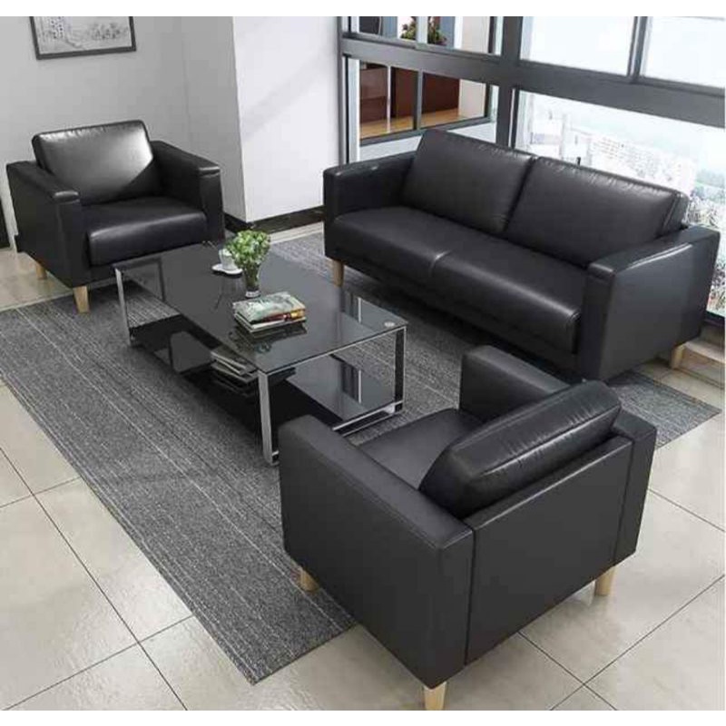 Jual Sofa Hitam Full Kulit Sofa Kantor Sofa Ruang Tamu Minimalis ...