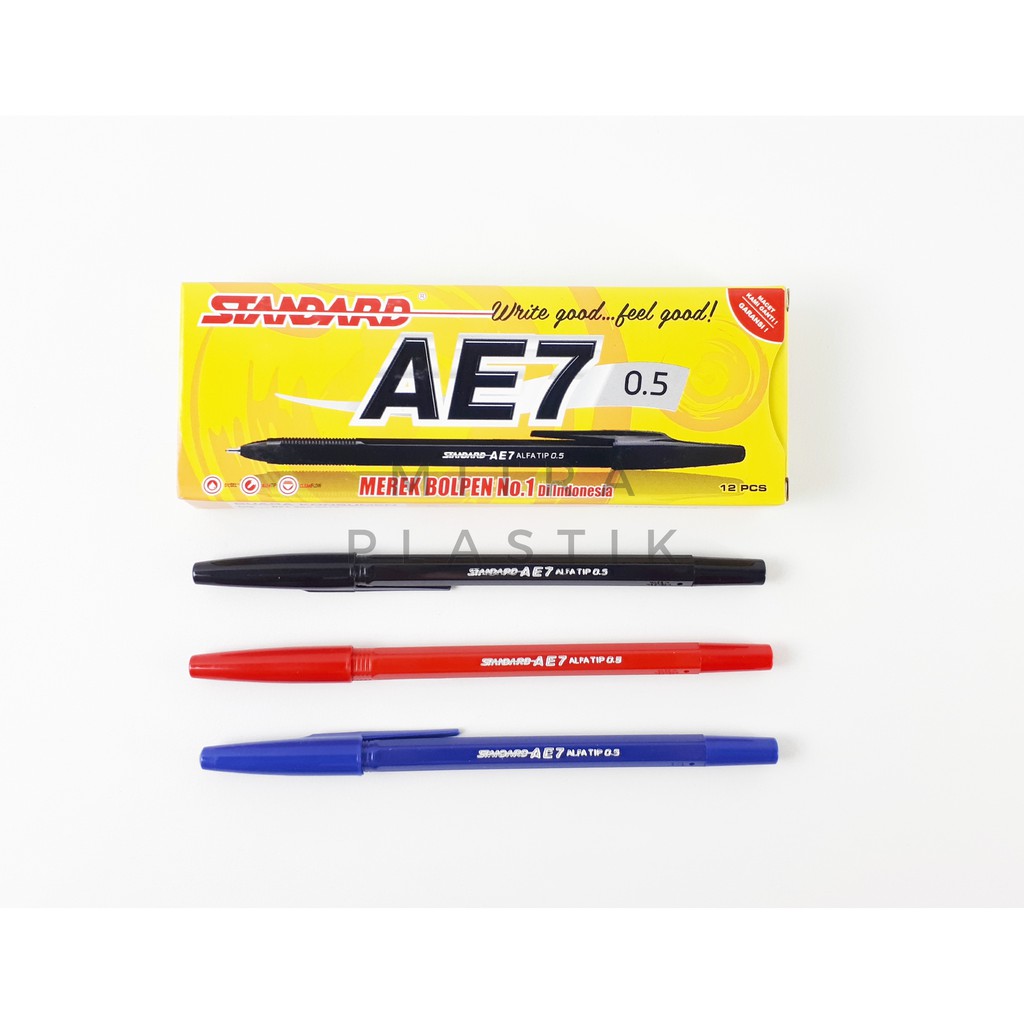 Jual Pulpen Standard AE7 0.5 Ballpoint Hitam Biru Merah | Shopee Indonesia