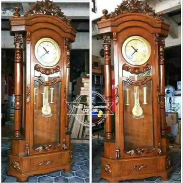 Jual Jam Berdiri Ukir Jati, Lemari Jam Hias Motif Mawar Ukir Khas ...