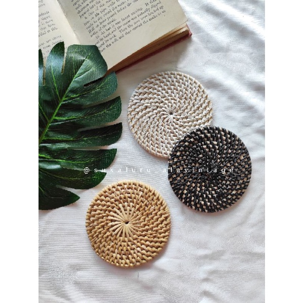 Jual Tatakan Gelas Rotan Ate / Coaster Bulat | Shopee Indonesia