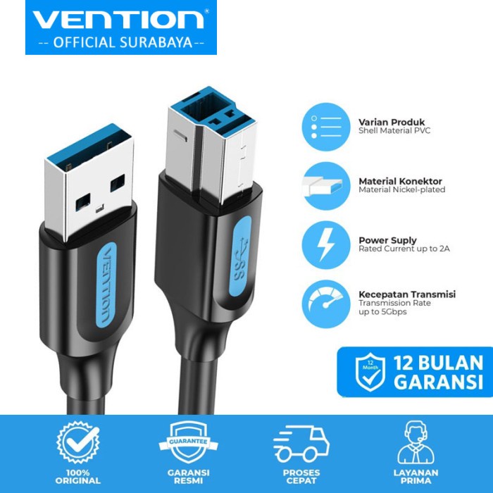 Jual Vention Kabel Data USB 3.0 Type B for Printer Harddisk | Shopee ...