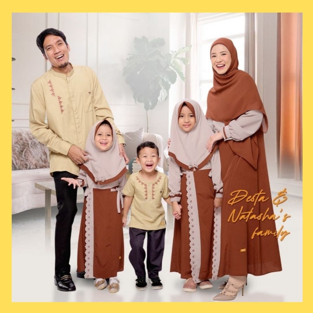 Jual Nibras Sarimbit CREATIVE Gamis Brandy Brown Koko Brown Rice Bahan Youryou mix Carina ...