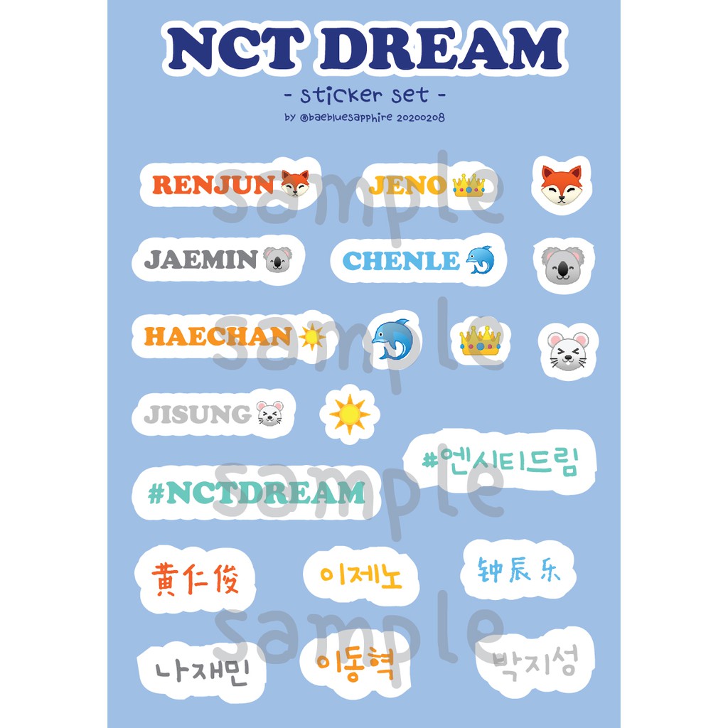 Jual NCT DREAM Name Sticker Set (ukuran A5) | Shopee Indonesia