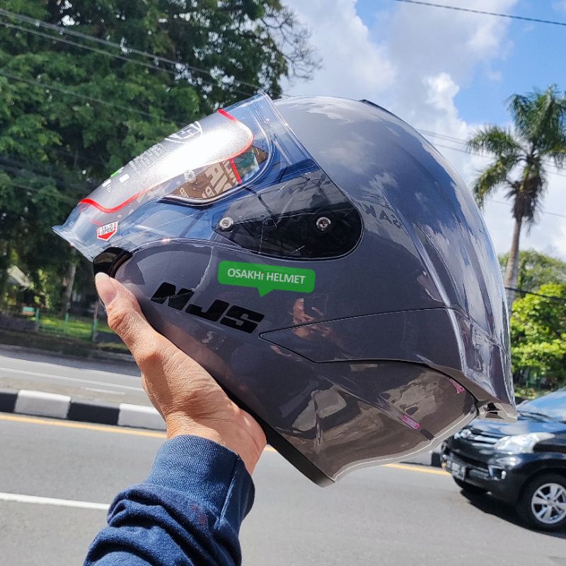 Jual NJS KAIROZ Stone Grey Glossy | Solid SNI NJS HELMET | Shopee Indonesia