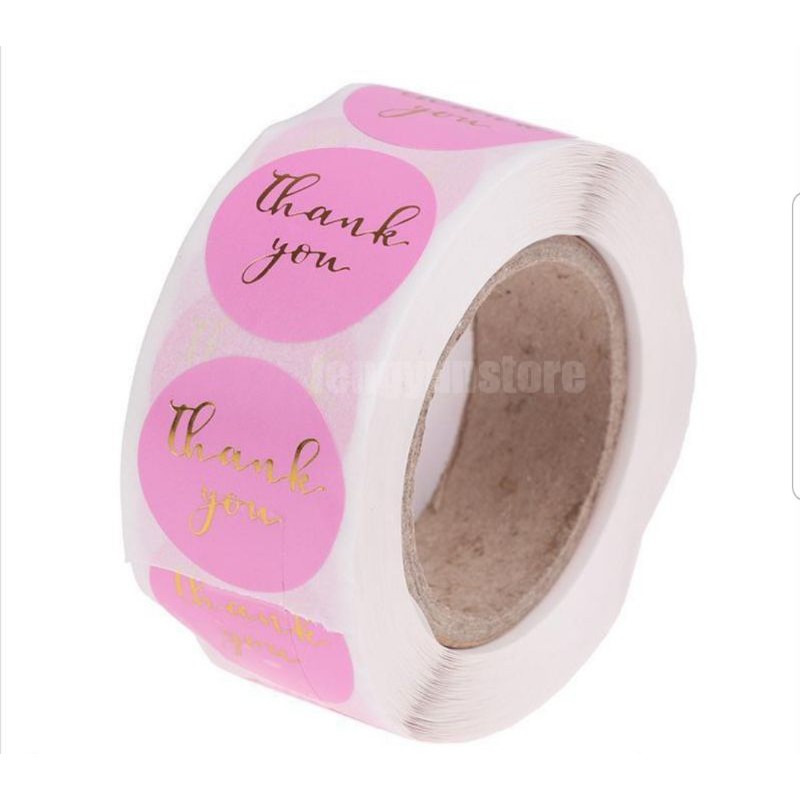 Jual D5 sticker label toko murah, thank you ungu tulisan gold , olshop ...