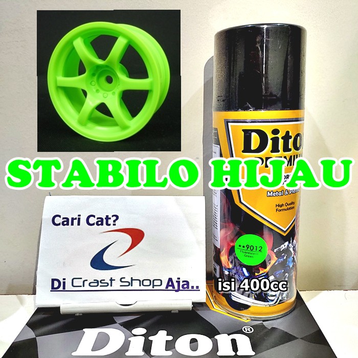 Jual Cat Pilox Diton Premium Fluorescent Green 9012 400cc warna Stabilo ...