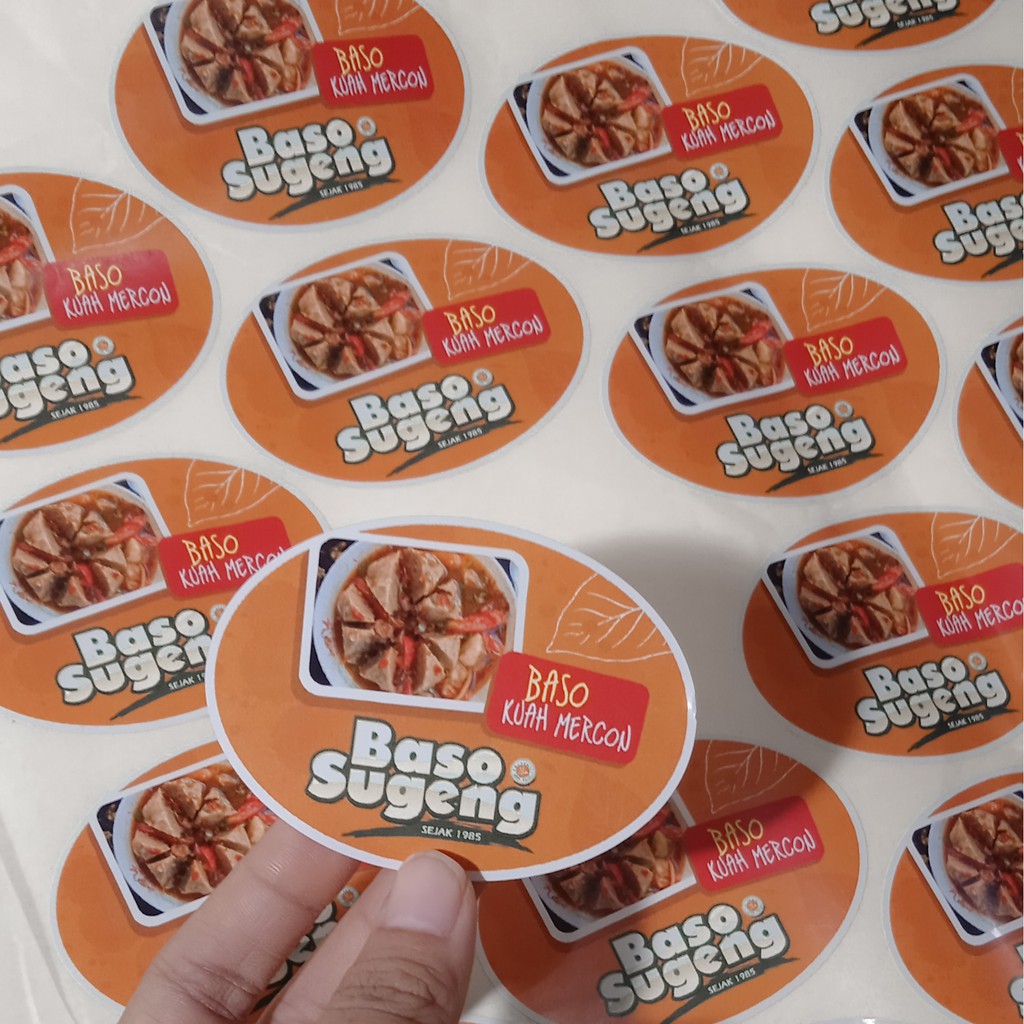 Jual Cetak stiker label Kemasan Makanan 5x5 cm custom bahan Vynil ...