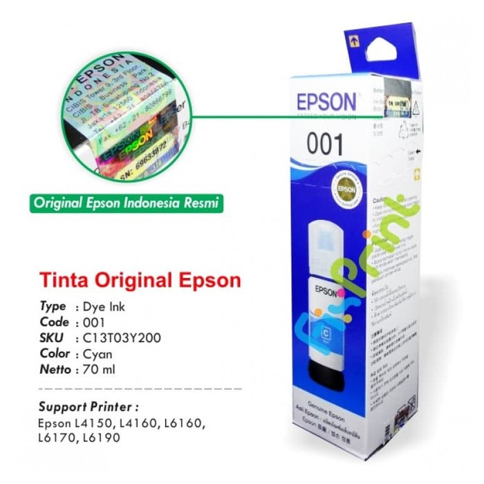 Jual Tinta Refill Botol Epson 001 Printer L4150 L4160 L6160 L6170 L6190 ...