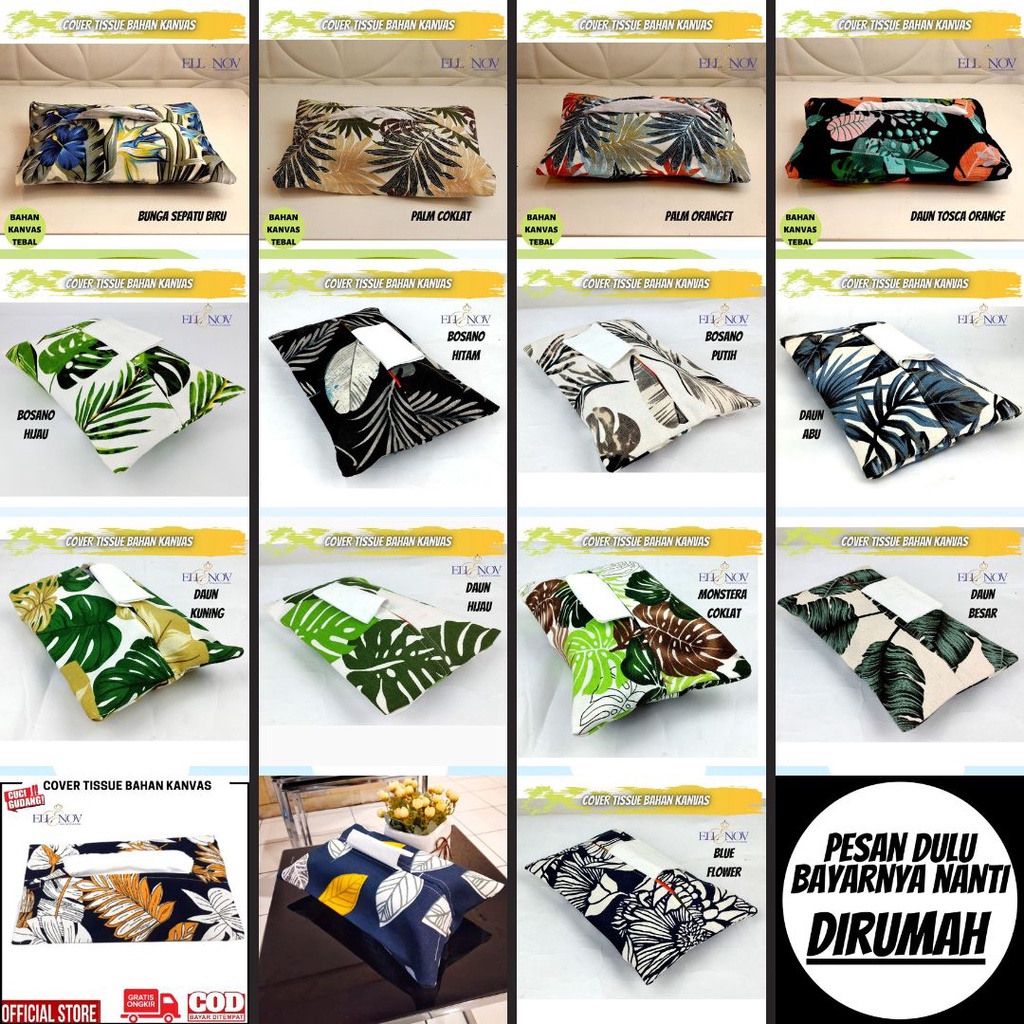 Jual Tempat Tisu Kotak Tissue Tissu Bahan Kanvas Tebal Aneka Motif ...
