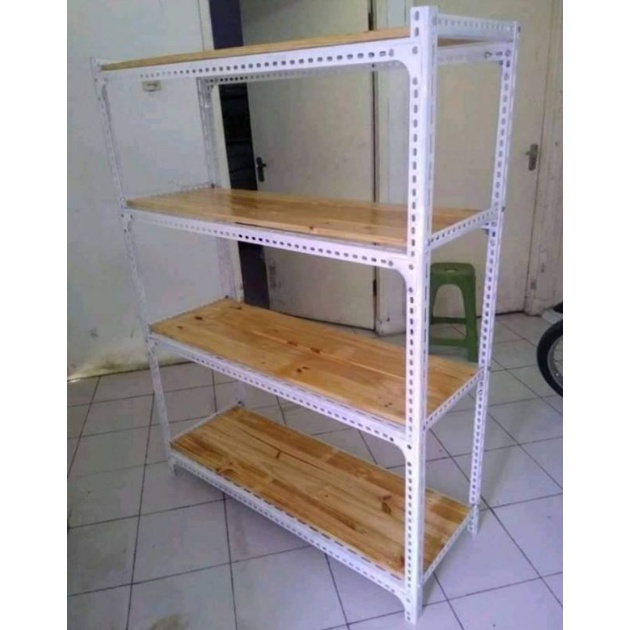 Jual rak besi siku berlubang alas triplek 30x100x150 susun 4 | Shopee Indonesia