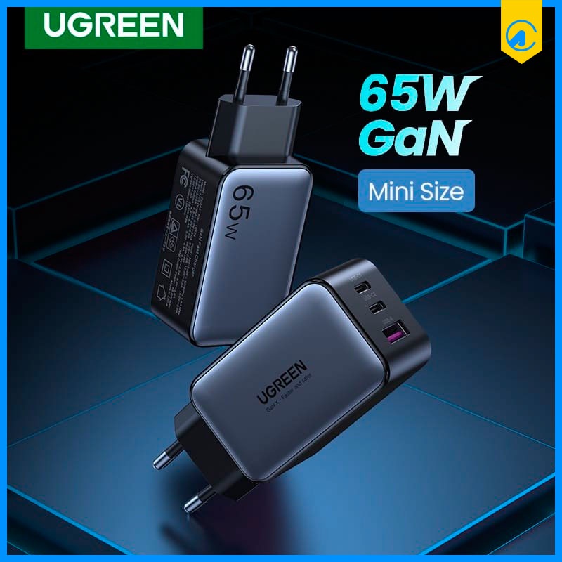 Jual Ugreen 10335 65w gaN Fast charger with 3 Ports Black | Shopee ...