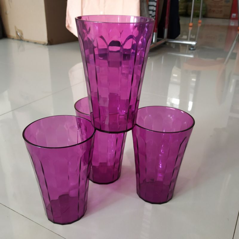 Jual gelas/cangkir 1 set ungu #tupperware isi 4 pcs (prismaglass ...
