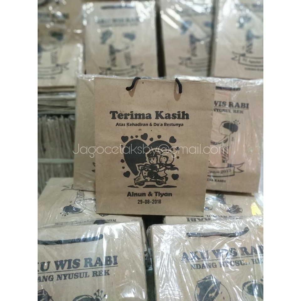 Jual PAPERBAG kecil Sablon PxLxT tas kado paper bag souvenir godybag ...