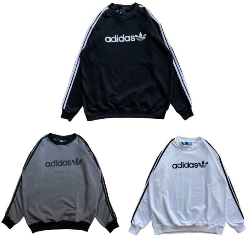 Jual Sweater Crewneck Adidas Linear Hitam Putih Abu | Shopee Indonesia