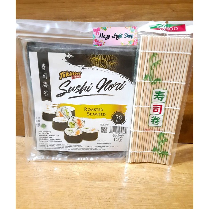 Jual Paket bahan sushi nori 50 lembar + bambu sushi 1 halal rumput laut ...