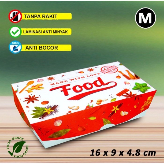 Jual Lunch Box Paper FOOD - VARIASI WARNA | (M) MEDIUM ( 50 pc ...