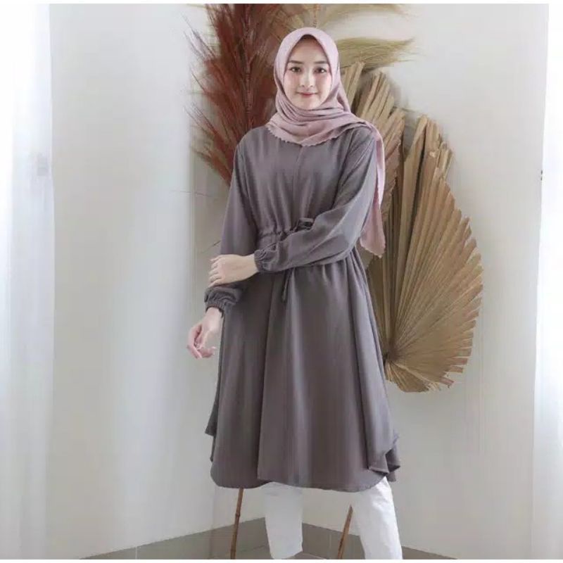 Jual Tunik Muslim Terbaru Tunik Tali Pinggang Serut Pakaian tunik ...