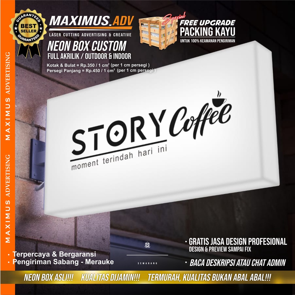 Jual Ready 2-3 HARI! Neon Box Akrilik PREMIUM Full Custom 2 Sisi Paket ...