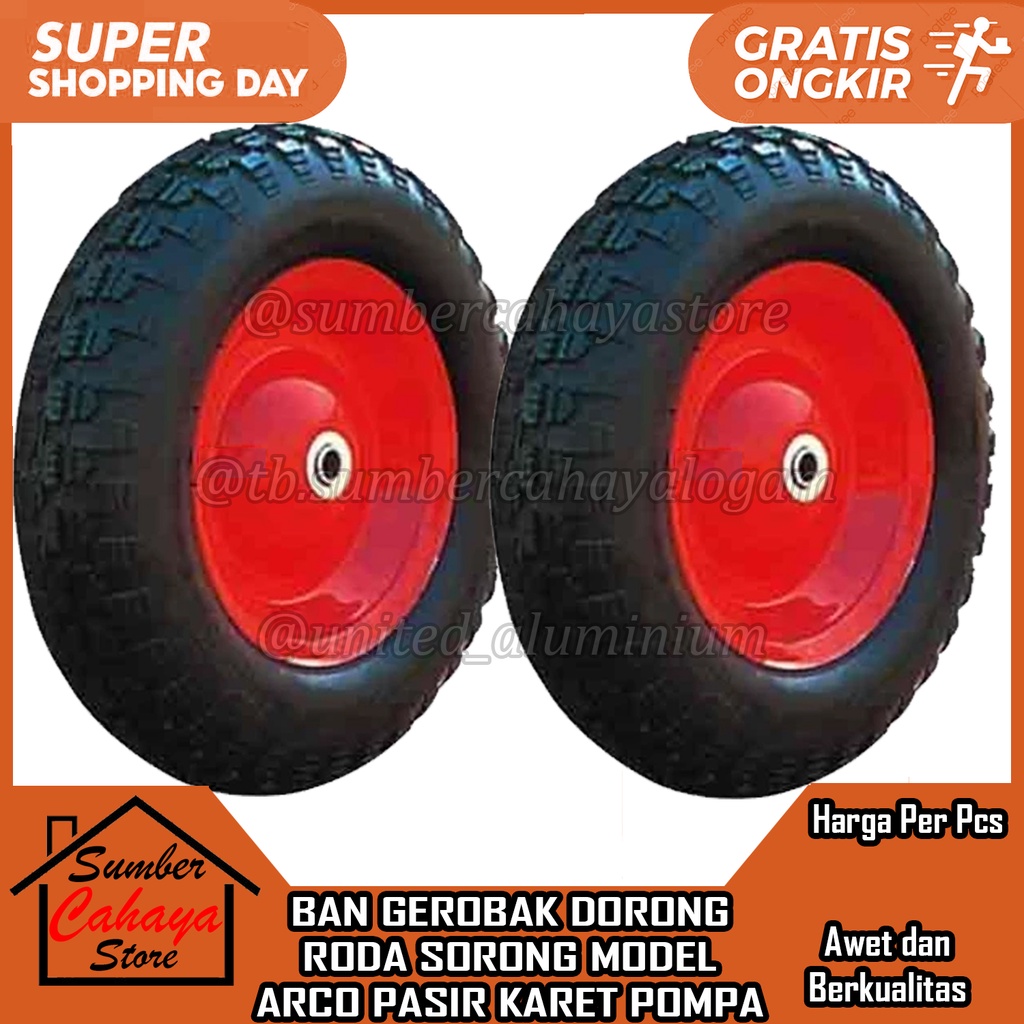 Jual Ban Gerobak Dorong Roda Sorong Model Arco Pasir Karet Pompa Grobak ...