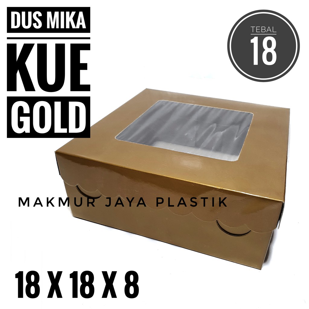 Jual [ DUS KUE MIKA EMAS 18 ] PAPER BOX DUS ROTI GOLD TUTUP MIKA UKURAN ...