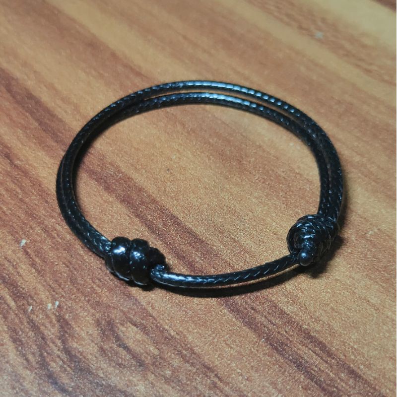 Jual Gelang Polos Hitam Tali Kulit Korea Asli Waterproof (ANTI AIR ...