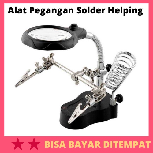 Jual Alat Pegangan Solder Helping Hand Kaca Pembesar LED / Alat ...