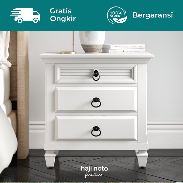 Jual Hannah Meja Nakas Kamar Tidur 3 Laci - Best Seller Bedside Table ...