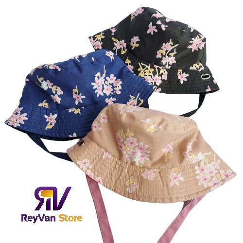 Jual LBH2 - Wide Bucket Hat Bunga Sakura Anak 2 in 1/Topi Bucket Anak ...