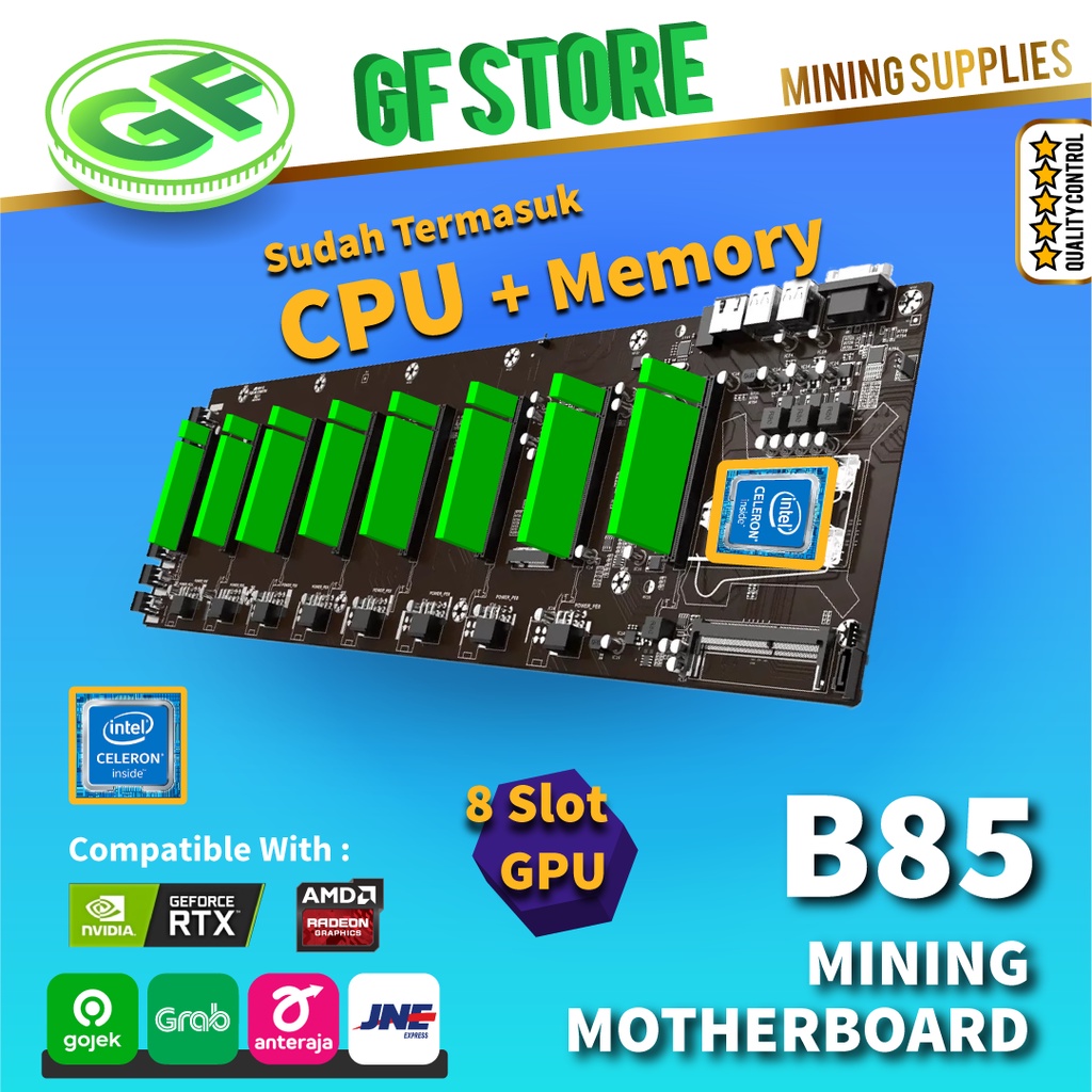 Jual Mining Motherboard B85 With CPU ⚡- Riserless 8 GPU Mining | Shopee ...