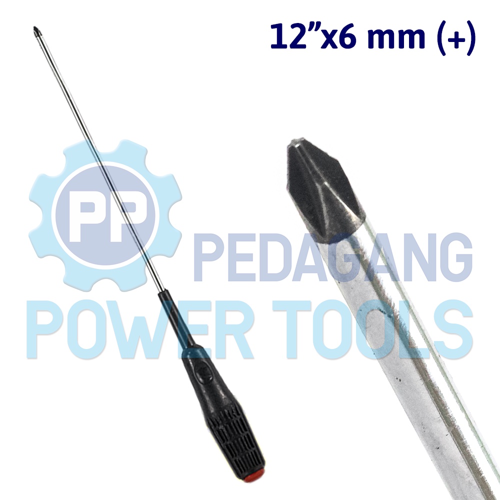 Jual MATRIX OBENG PLUS 12" INCH X 6 MM GAGANG KARET KEMBANG SCREWDRIVER ...