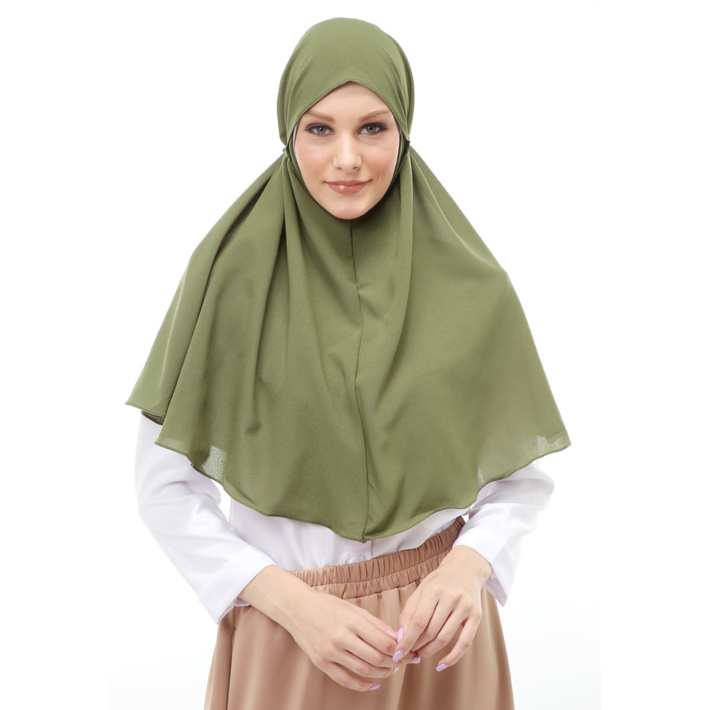 Jual Tamara Jilbab Muslimah Wanita Motif Polos Relaxed Fit - Army | Shopee Indonesia