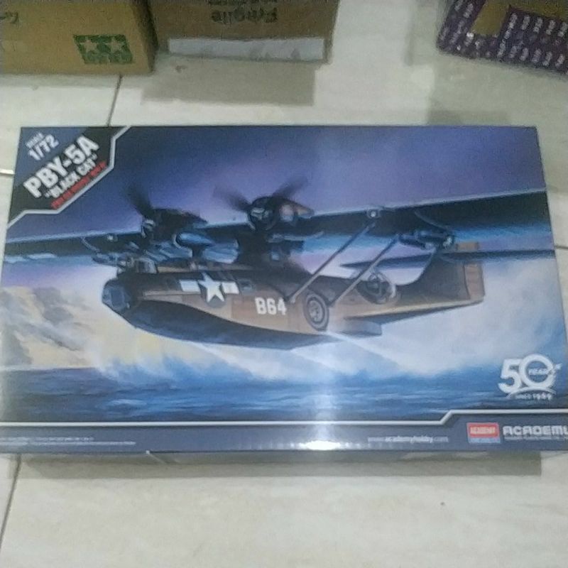 Jual pesawat pby-5a black cat catalina 1/72 model kit academy | Shopee ...