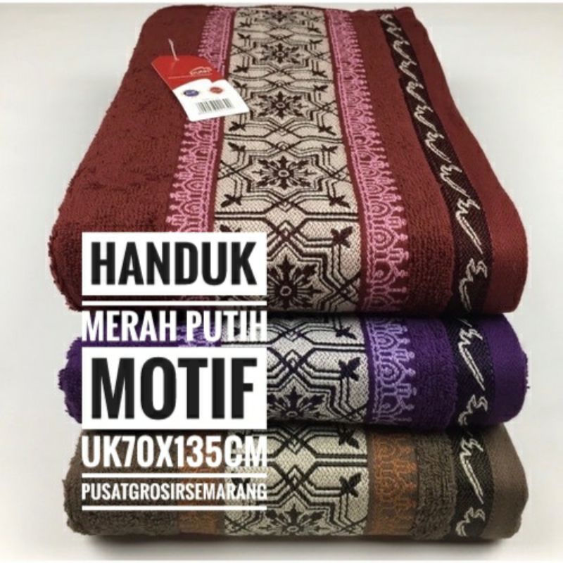 Jual Handuk MERAH PUTIH Bordir Print Motif JUMBO BESAR uk 50x100 uk ...