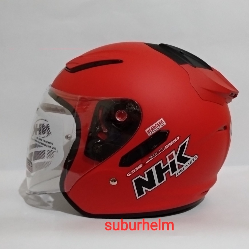 Jual HELM NHK R1 SOLID RED DOFF DAN GLOSSY, BLUE METALIC HALF FACE ...