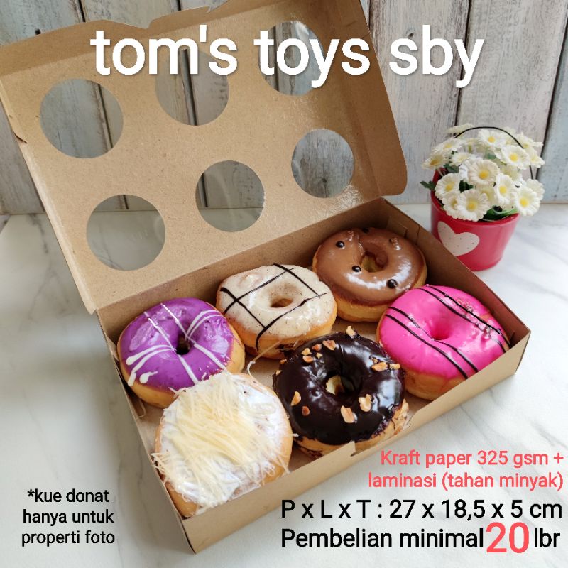 Jual Kotak Dus Donat 27 x 18,5 x 5 cm Kertas kraft laminasi plastik ...