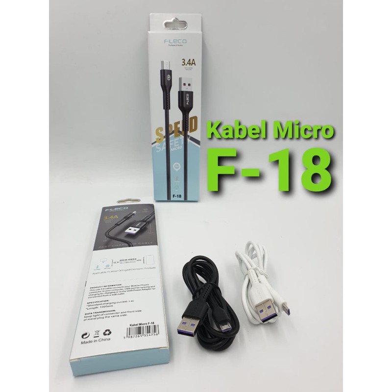 Jual PROMO KABEL DATA FLECO F18 MICRO FAST CHARGING | Shopee Indonesia