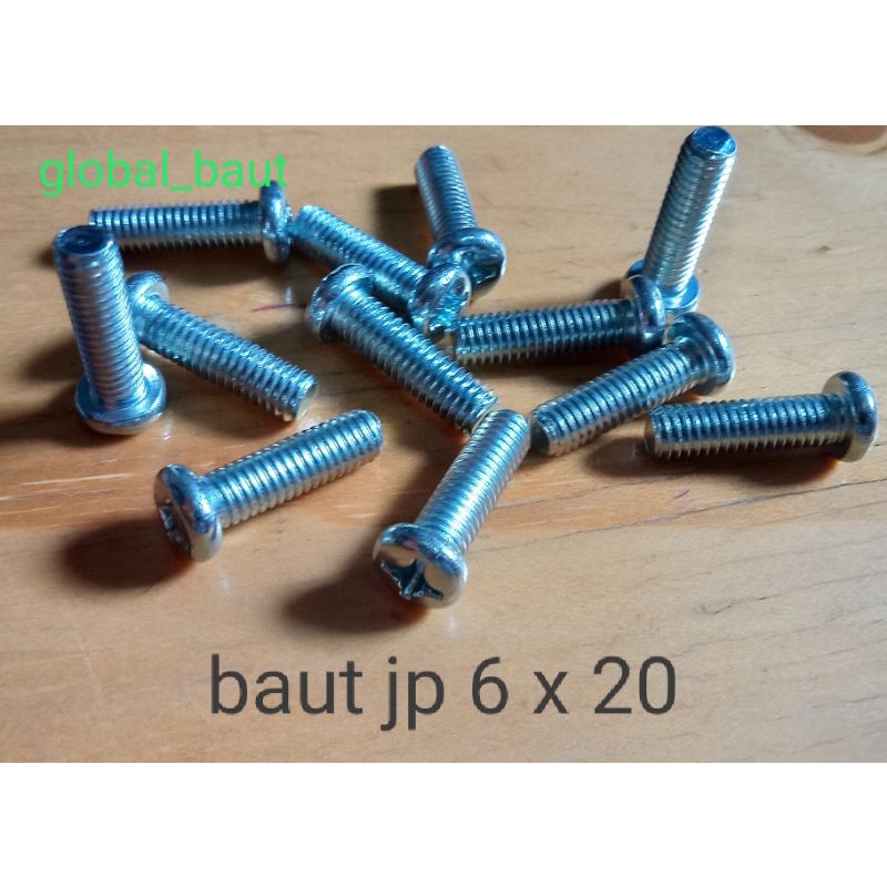 Jual baut jp kepala obeng 6mm x 20mm ( 10 pcs ) | Shopee Indonesia