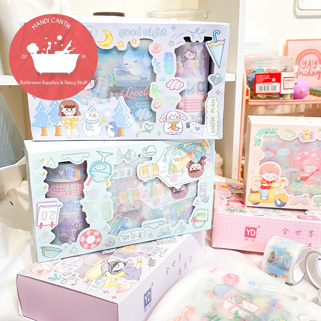 Jual Paket sticker dan washi tape bludru velvet pastel ( YD-16RTZ ...