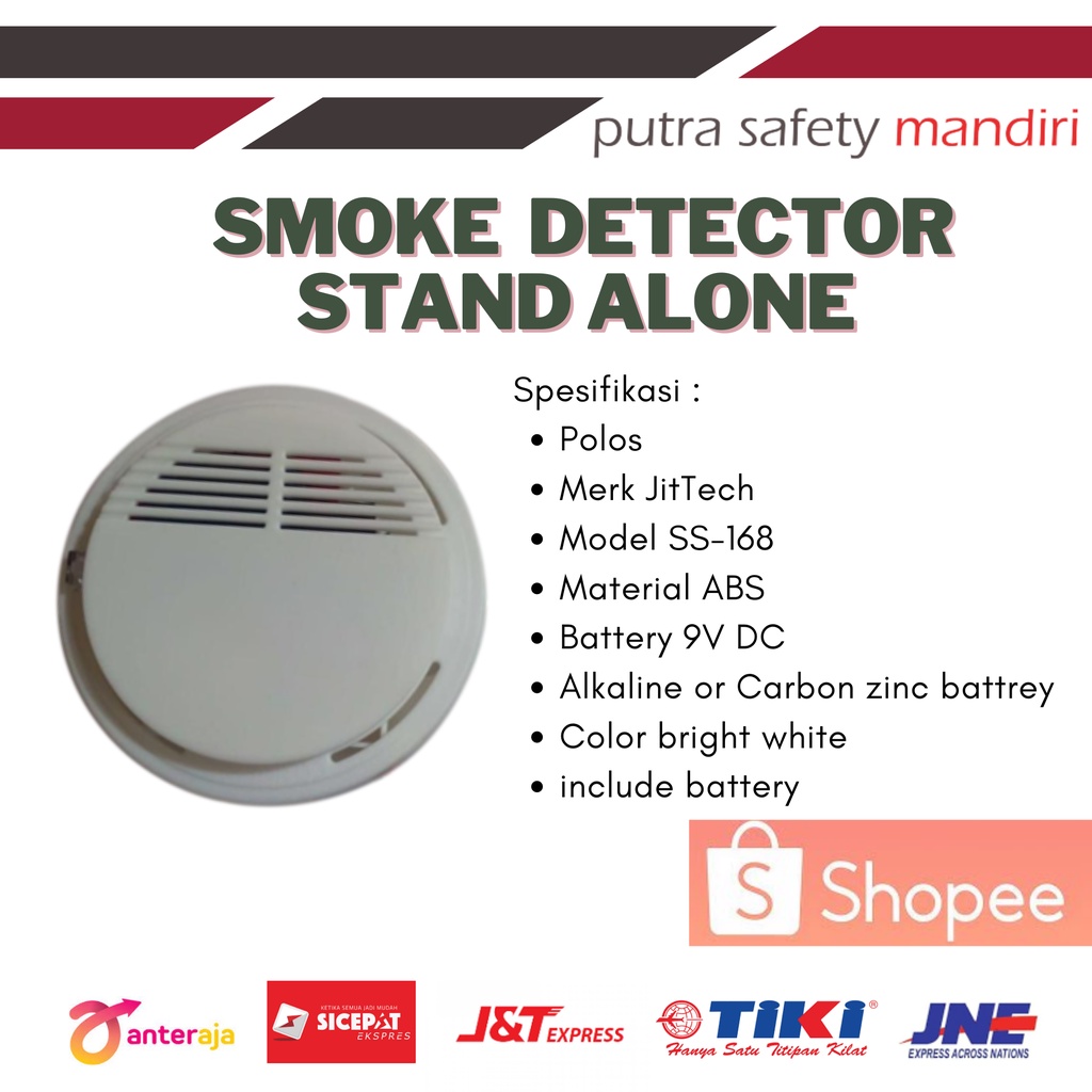 Jual SMOKE DETECTOR PHOTOELECTRIC JITTECH STAND ALONE SYSTEM FIRE ALARM ...