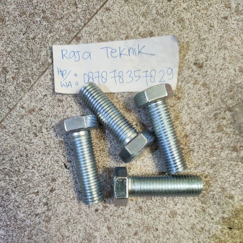 Jual baut m16x50 kunci 24 drat pitch 2.0 galvanis kualitas Bagus / baut ...