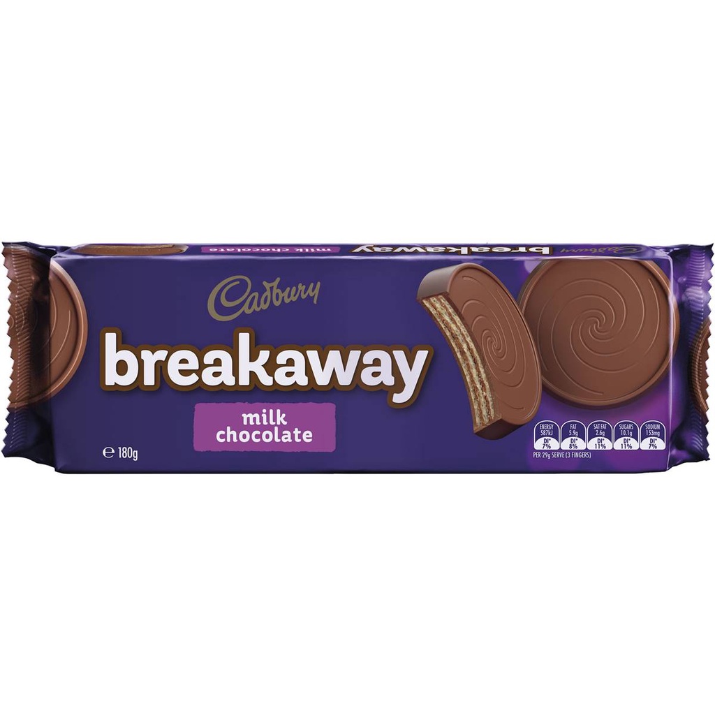 Jual Cadbury Breakaway Milk Chocolate Biscuit 180g/Cadbury Australia ...
