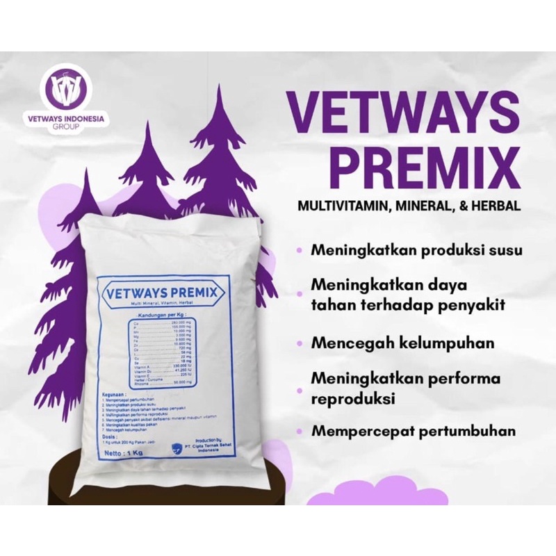 Jual vetways premix mineral multivitamin herbal ternak 1kg | vitamin ...